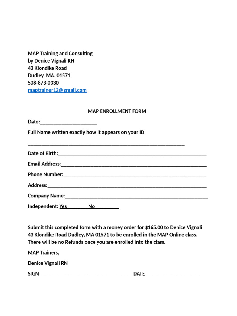 Map Enrollment Form 5-2024 | PDF