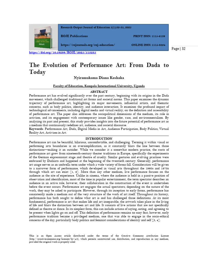 The Evolution of Performance Art: From Dada To Today (WWW - Kiu.ac - Ug ...