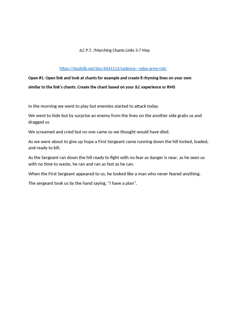 Military Cadence Chant Creation | PDF