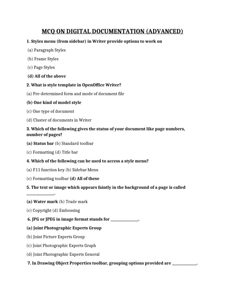 Worksheet Answer Keys Chapter-6 Digital Documentation (ADVANCED) | PDF | Software | Computing