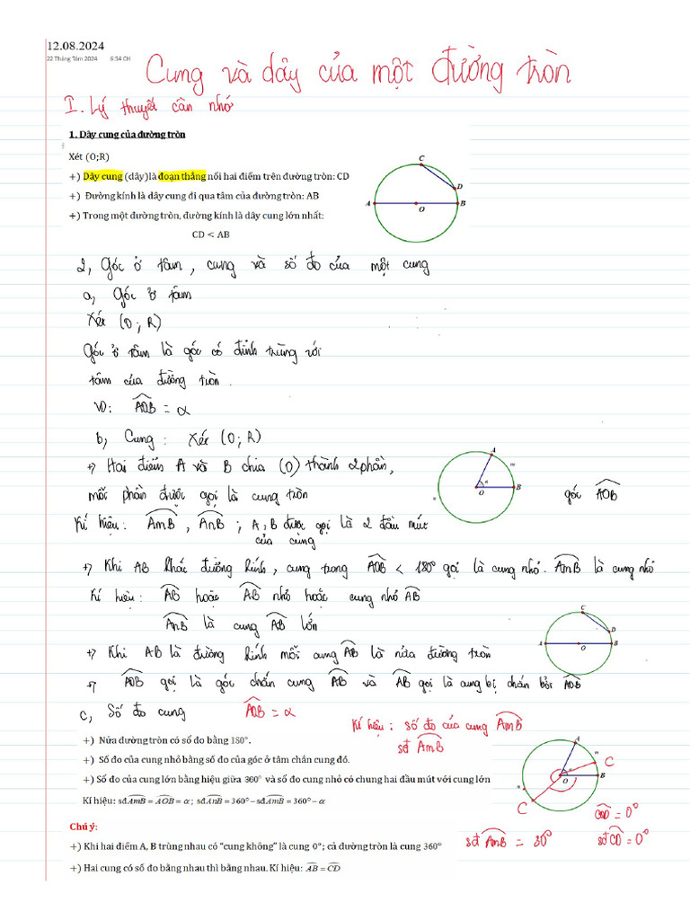 BT9-2A.cung Và Dây Của Một Đường Tròn | PDF