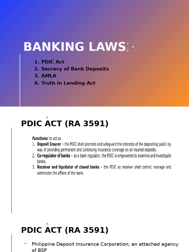 Banking Laws | PDF | Banks | Deposit Insurance