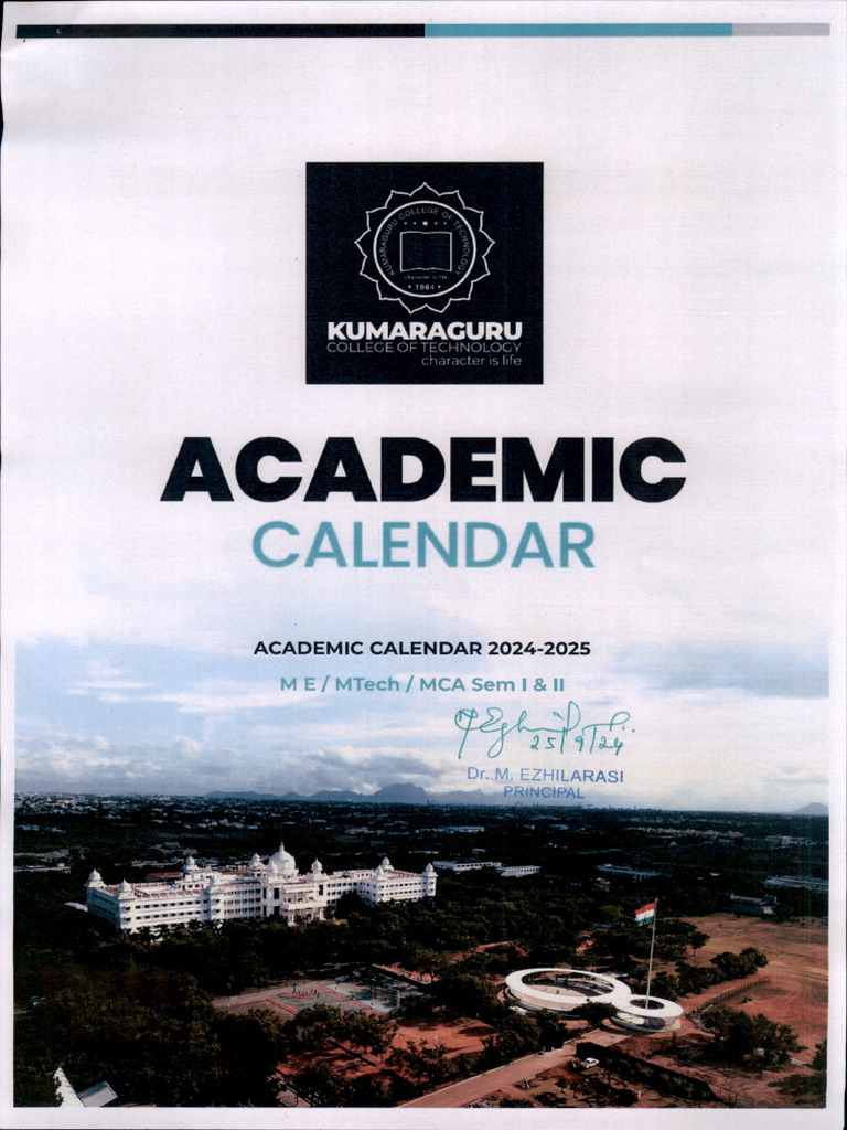 Academic Calendar 2024 25 ME MTech MCA Sem I II | PDF