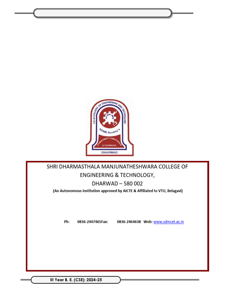 CSE Syllabus - AY 2024 - 25 - V and VI Semesters | PDF | Computer Network | Relational Model