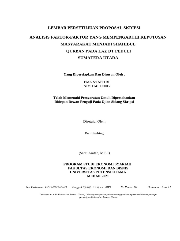Lembar Persetujuan Proposal Skripsi Ema | PDF