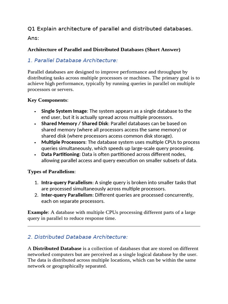 ADBMS Exam Question Answers | PDF | Data Warehouse | Databases