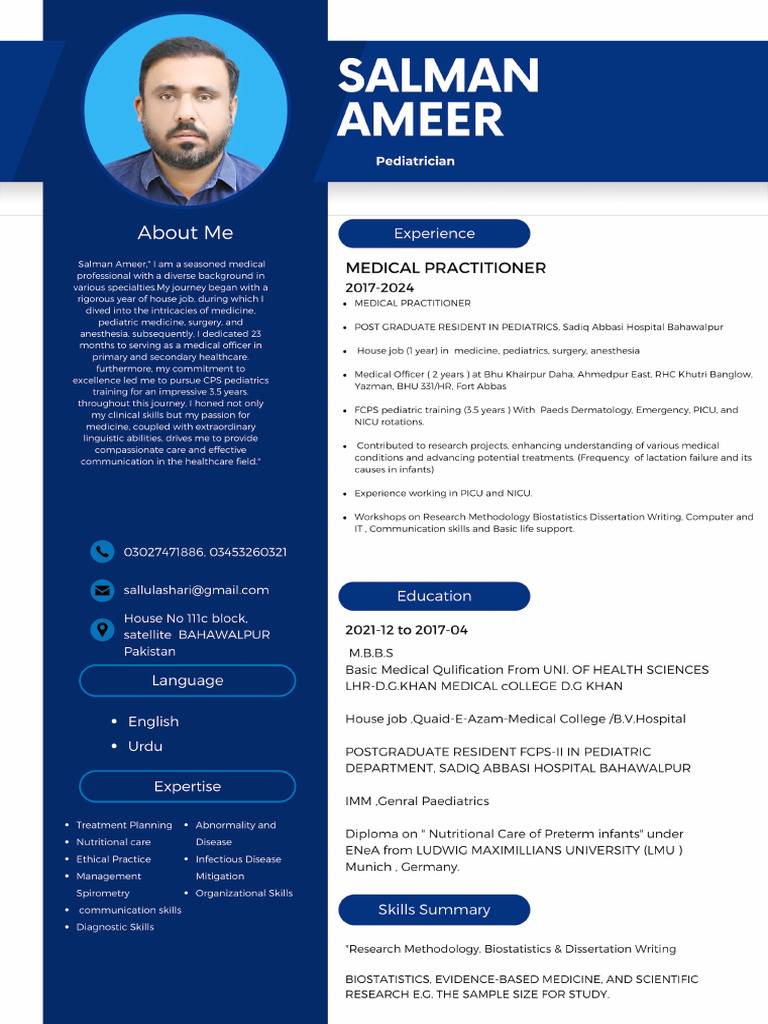 Dr Salman Ameer CV | PDF