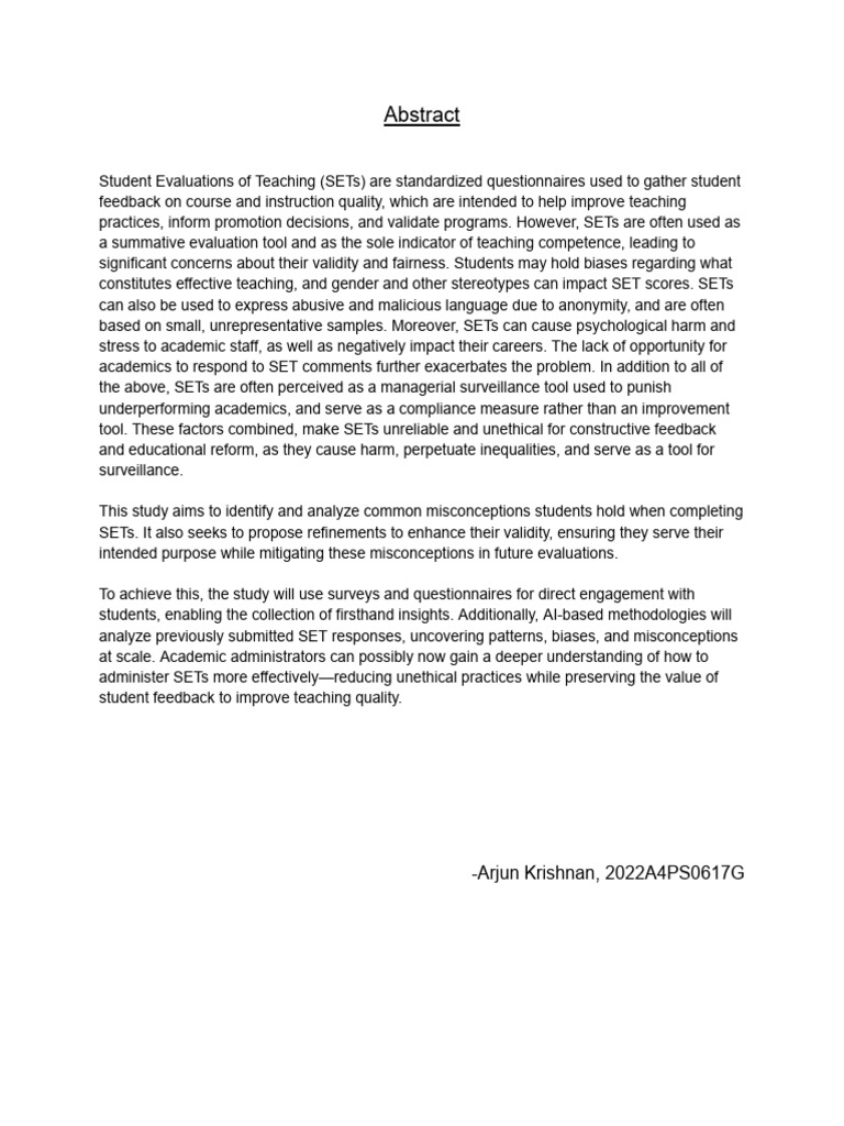 Issues with Student Evaluations of Teaching | PDF