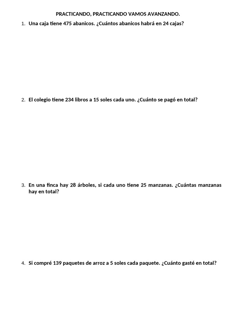 Practicando Problemas X | PDF