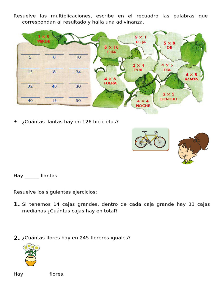 Problemas Con Multiplicaciones para Cuarto Grado de Primaria | PDF