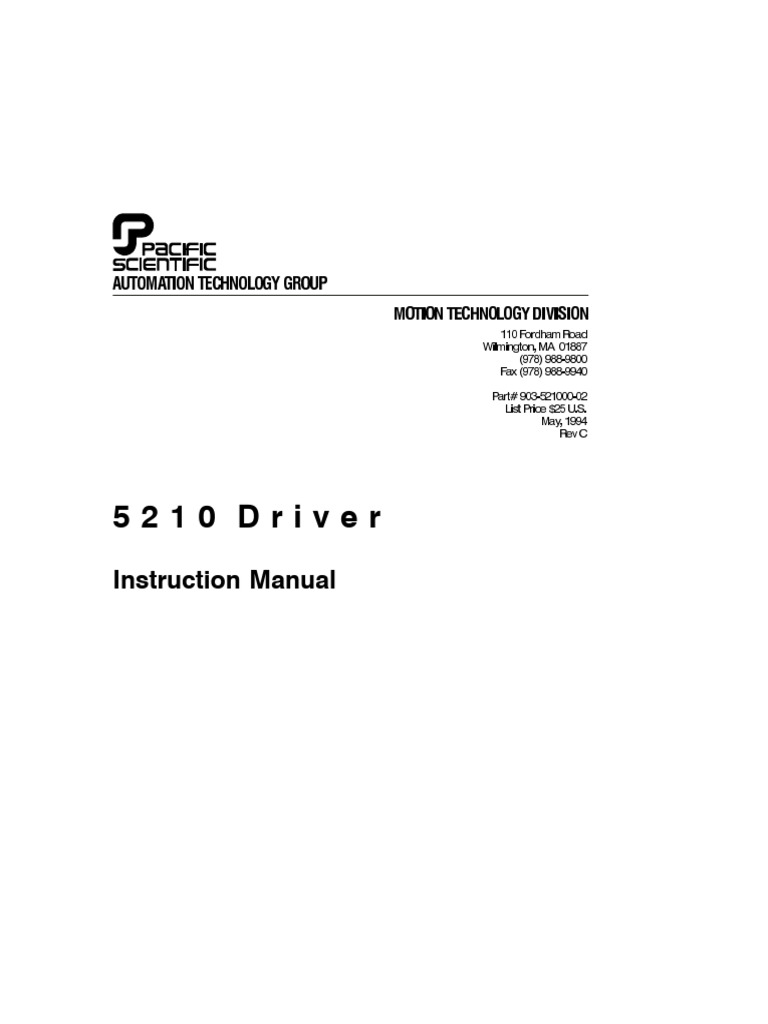 Pacific Scentific 5210 - Instructions | PDF | Power Supply | Legal ...