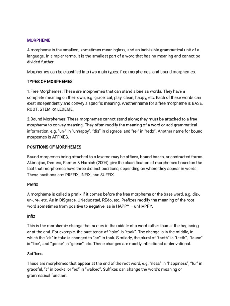 GNS301 NOTE MORPHEME-WPS Offie | PDF | Word | Morphology (Linguistics)