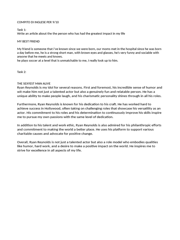 Compiti 9 Ottobre | PDF