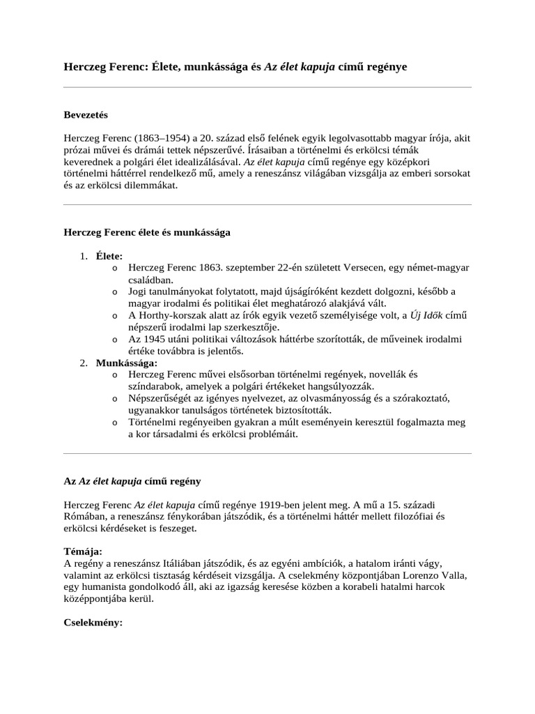 Herczeg Ferenc | PDF