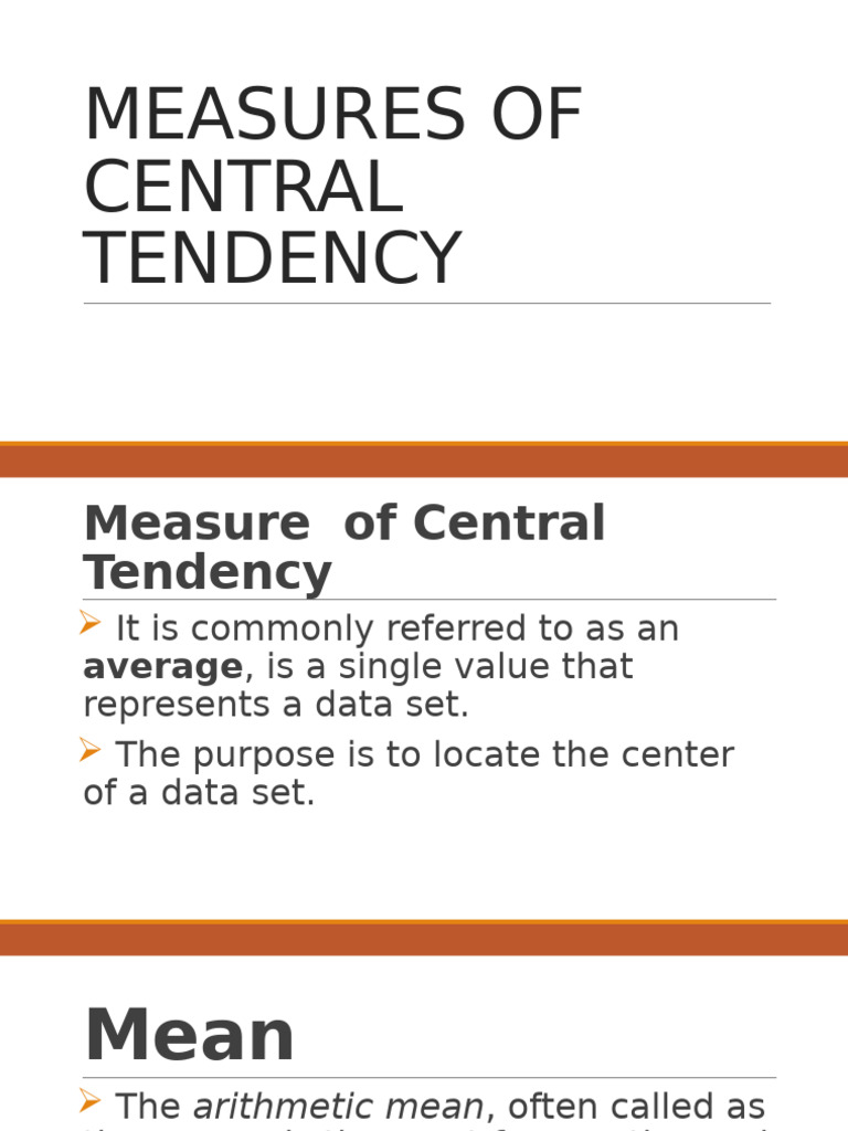 MMW WEEK 8 Measures of Central Tendency | PDF | Arithmetic Mean | Mode ...