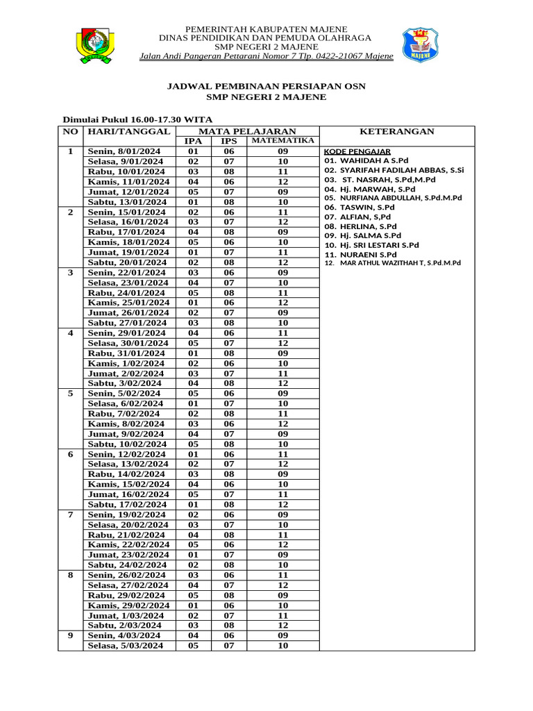 Jadwal Osn 2024 | PDF
