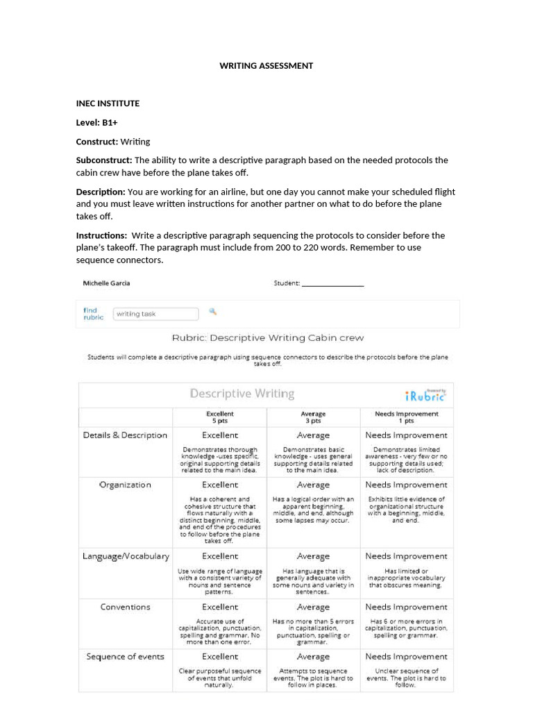 WRITING ASSESSMENT | PDF