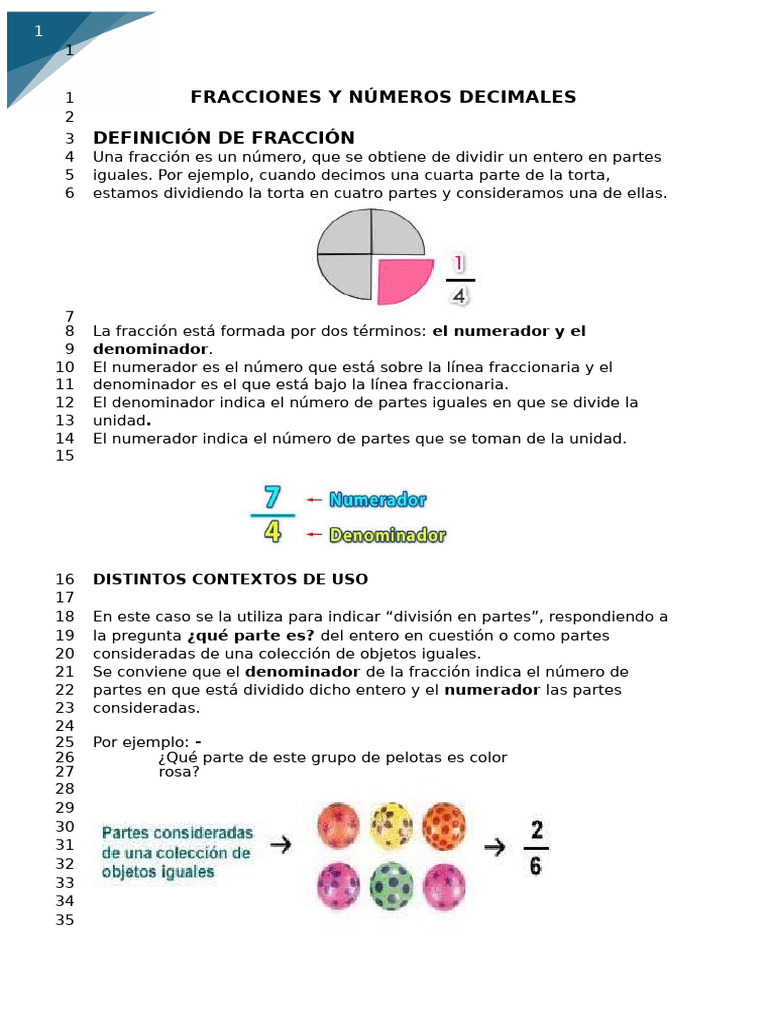 Fracciones y Numeros Decimales | PDF | División (Matemáticas) | Decimal