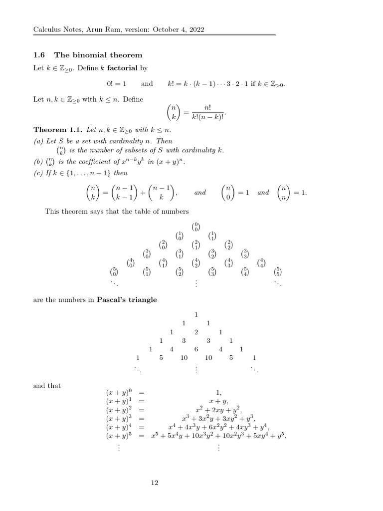1.6 BinomialTheorem | PDF | Combinatorics | Mathematical Objects