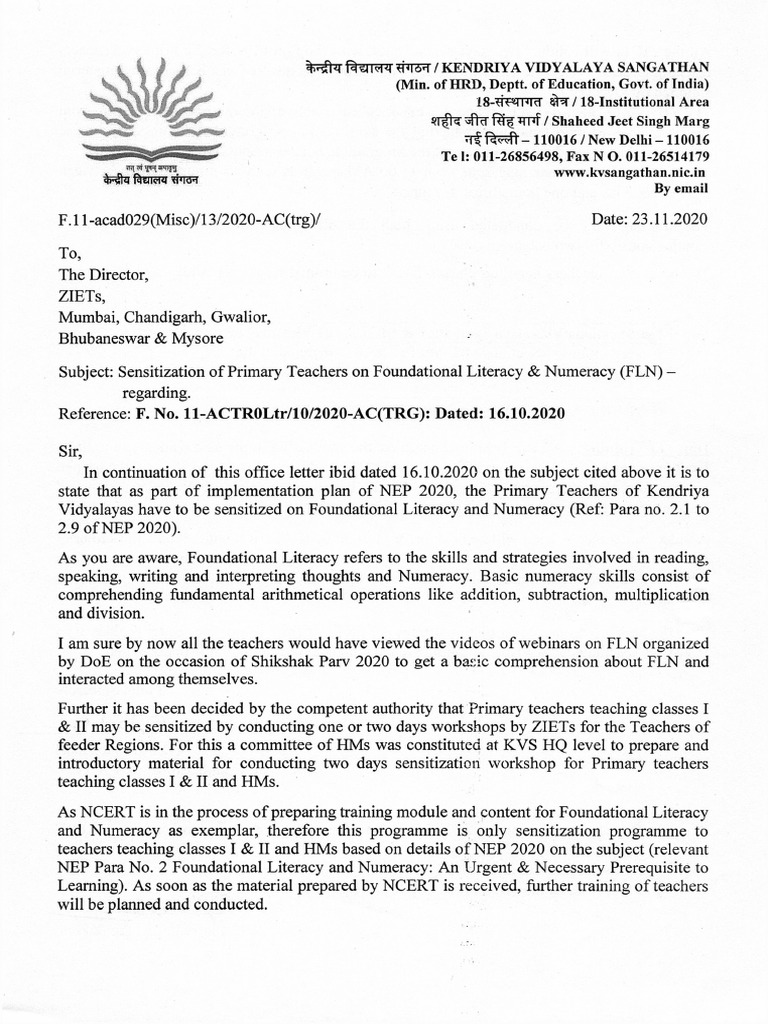 FLN Sensitization Workshop for Primary Teachers | PDF | Human ...