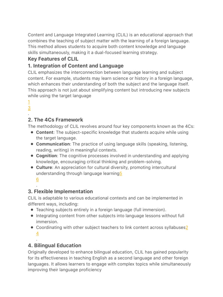 CLIL: Dual-Focused Learning Approach | PDF