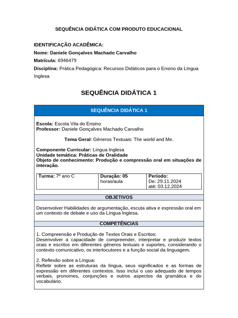 Sequência Didática - Ediado | PDF | Fluência | Educação para adultos