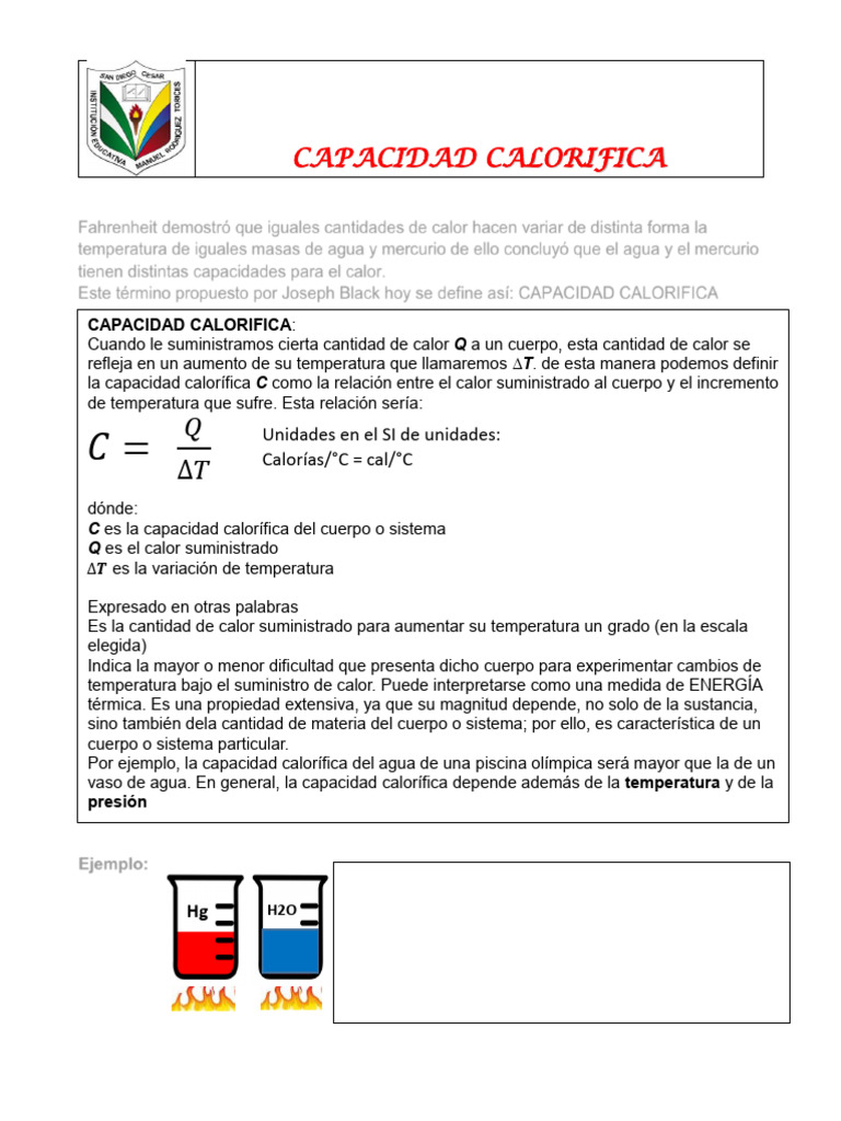 Guia 08. Capacidad Calorifica | PDF | Capacidad calorífica | Calor