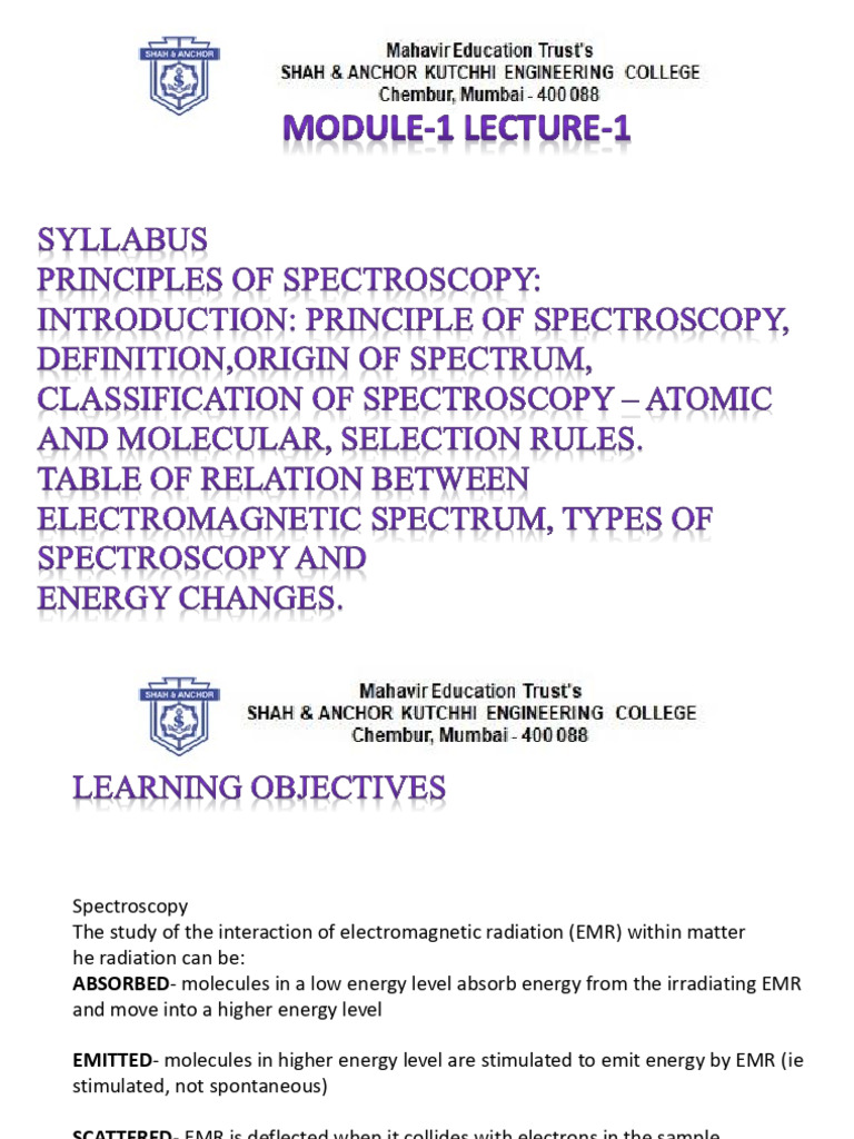 Module-4_SPECTROSCOPY | PDF | Electromagnetic Radiation | Emission Spectrum