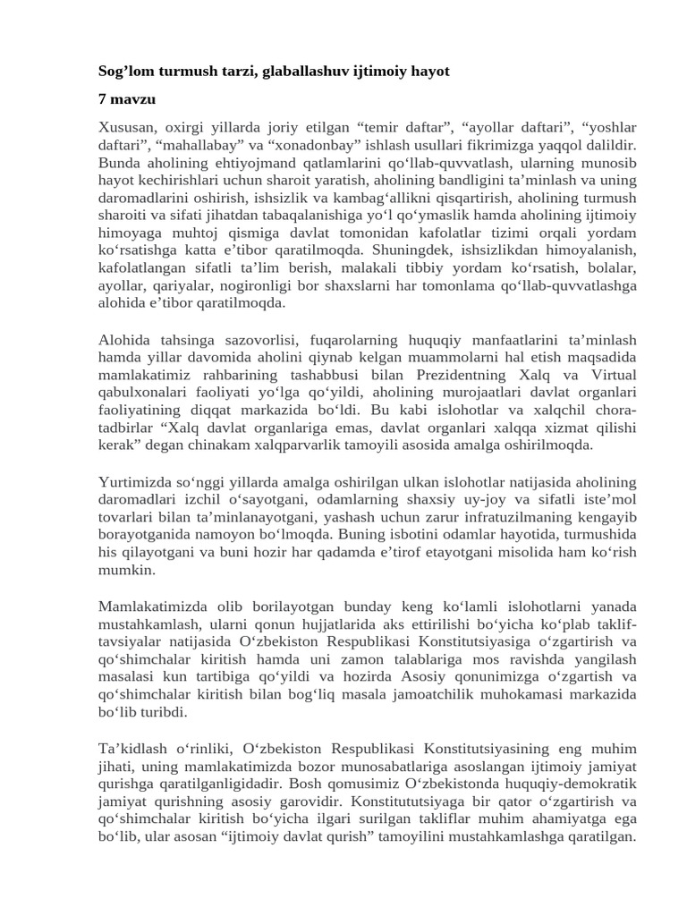 soglom 7 mavzu | PDF