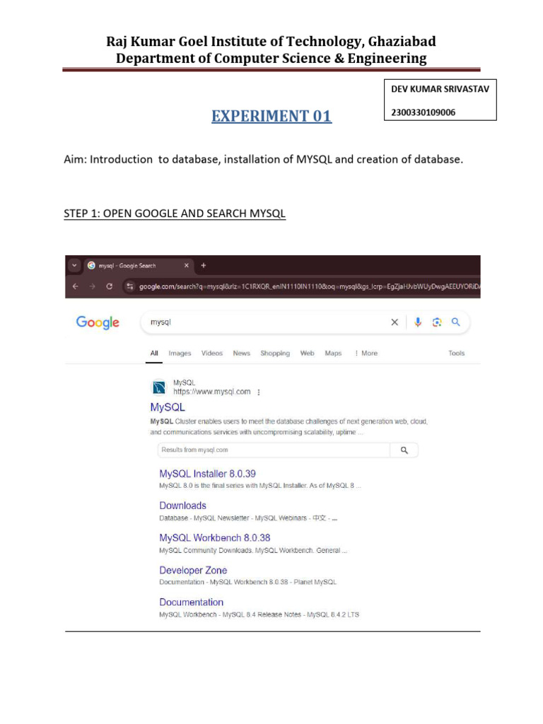 DBMS EXP NO 01 | PDF