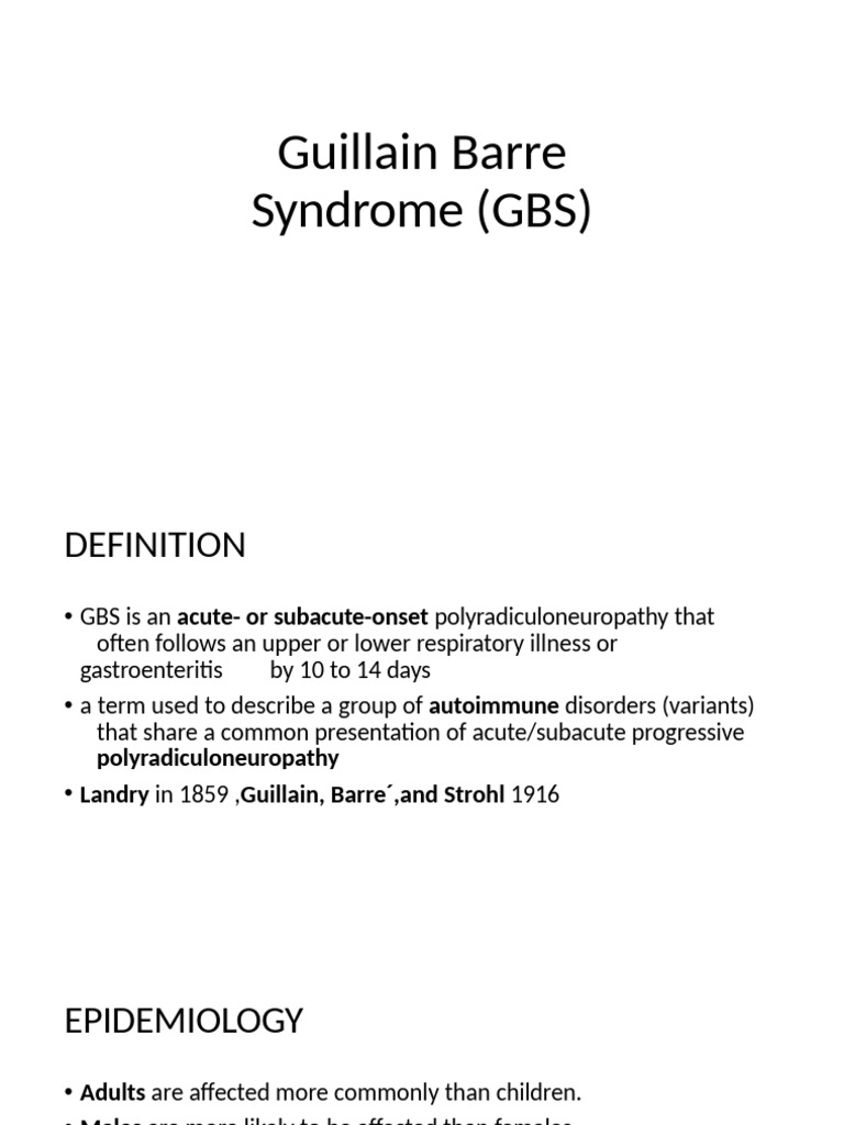 Guillain Barre Syndrome (GBS) | PDF | Diseases And Disorders | Neurology