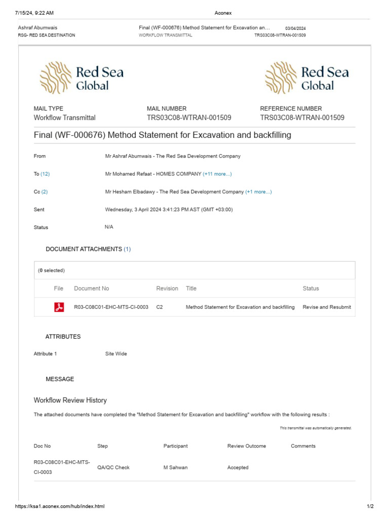 Final (WF-000676) Method Statement For Excavation and Backfilling | PDF