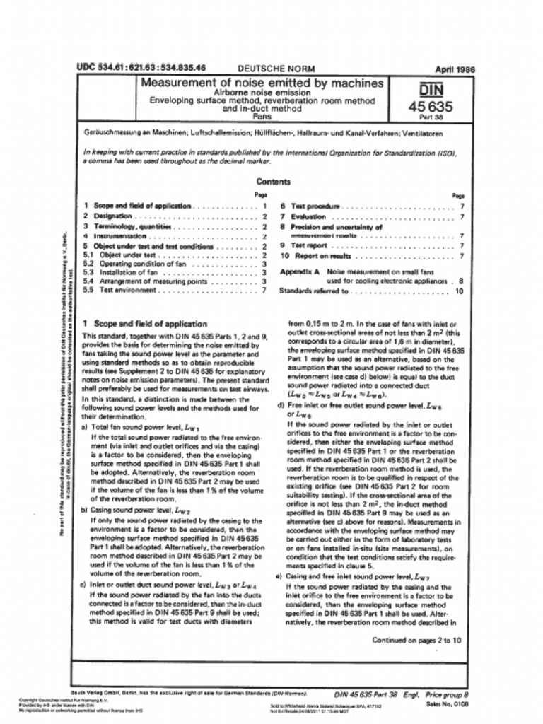 DIN 45635 - Part38 | PDF