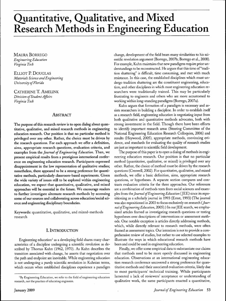 Quantitative, Qualitative, and Mixed Research Methods in Engineering ...