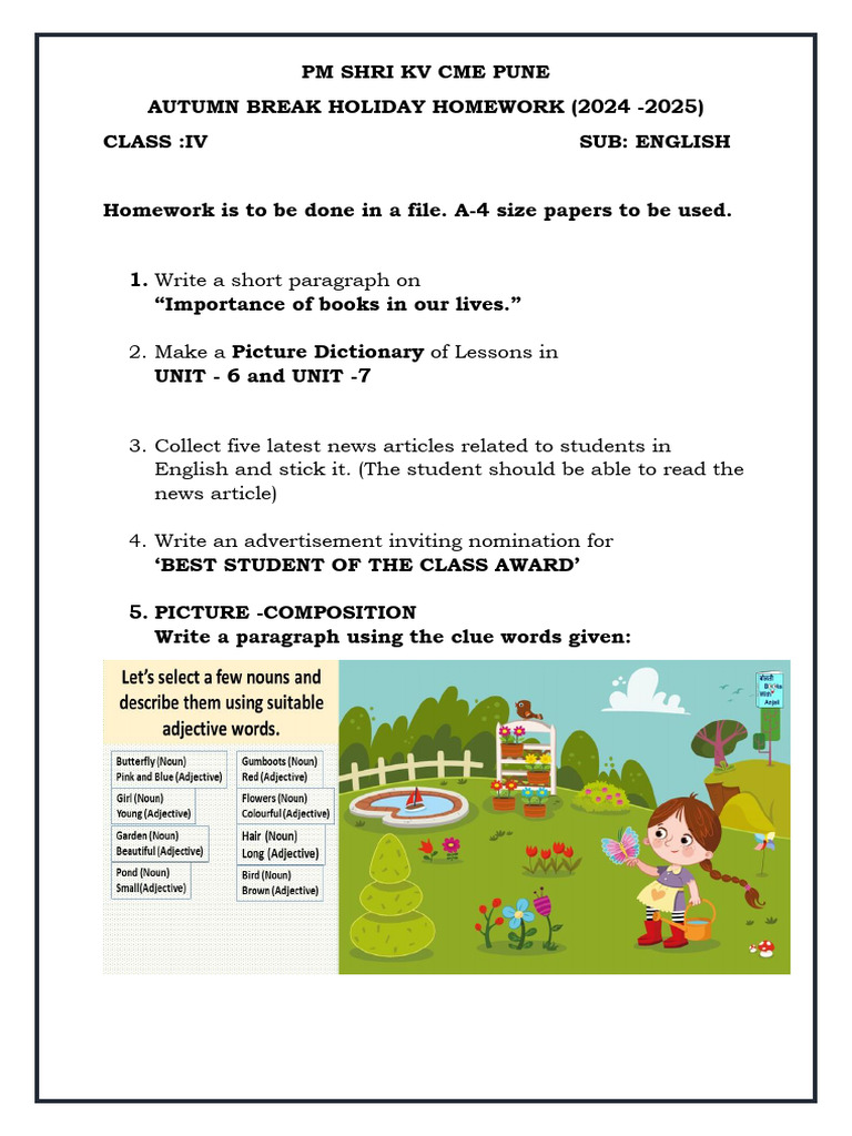 CLASS 4 - ENG - HHW - 2 Term | PDF