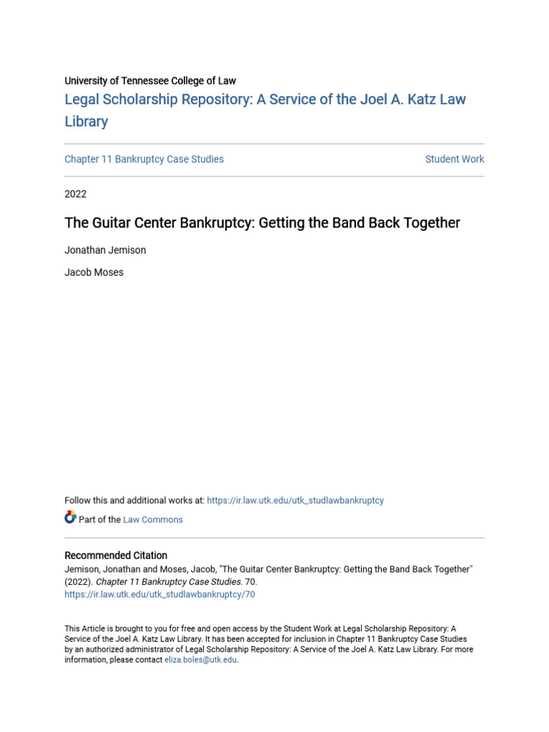 The Guitar Center Bankruptcy - Getting The Band Back Together | PDF ...