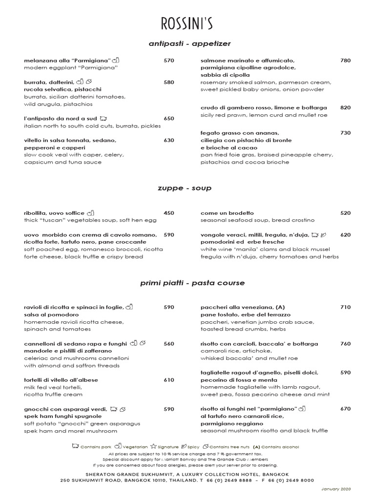 Bd89920a - BKKLC Rossinis Dinner Menu | PDF | Italian Cuisine | Foods