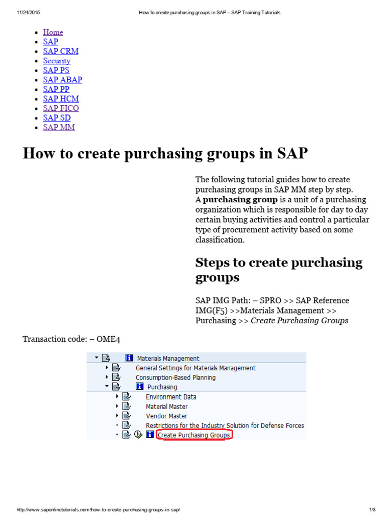 8 How To Create Purchasing Groups in SAP - SAP Training Tutorials | PDF | Computing | Software