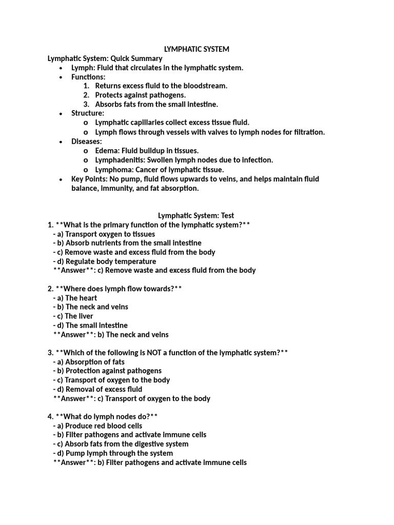 Overview of the Lymphatic System | PDF | Lymphatic System | Lymph