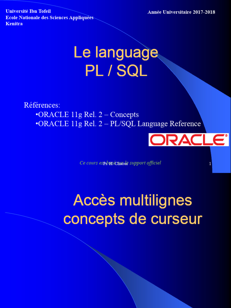 Concepts de curseur en PL/SQL | PDF | SQL | PL/SQL