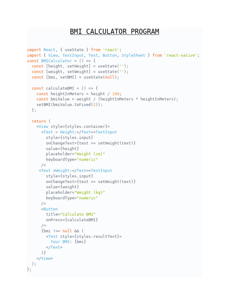 Bmi Calculator | PDF