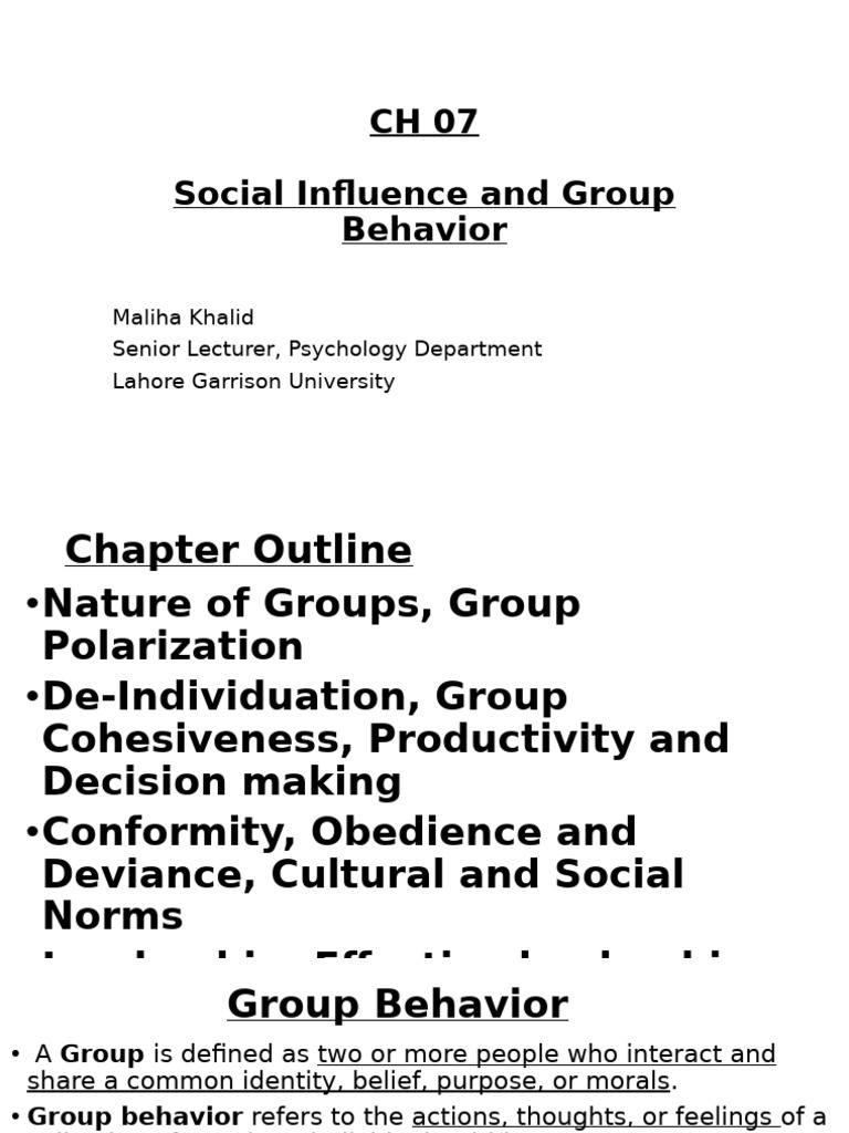 Social Influence and Group Behaviour | PDF | Leadership | Conformity