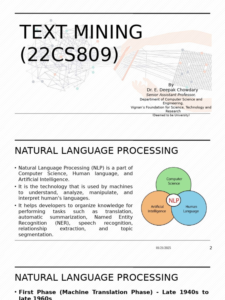 Text Mining (22CS809) | PDF | Human Communication | Linguistics