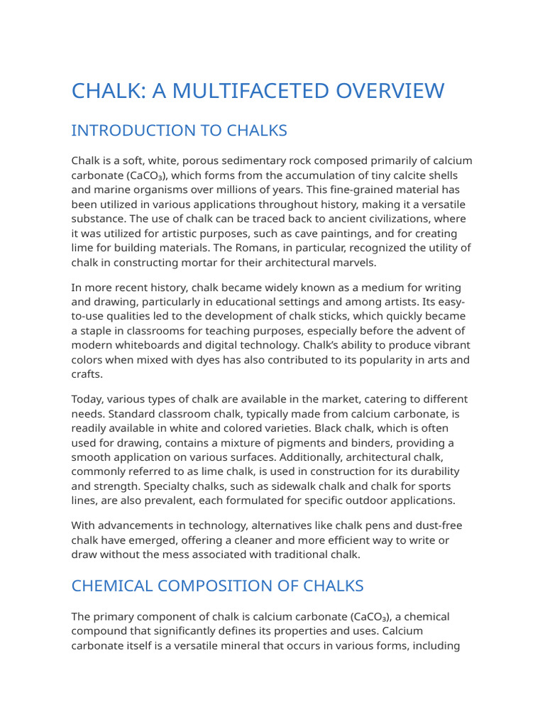 Chalk_ A Multifaceted Overview | PDF | Soil | Chalk