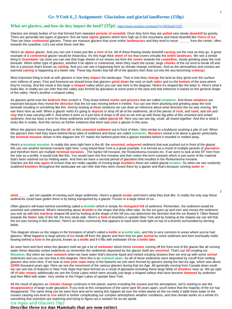 Almássy Eszter - Gr 9_6_2 Assignment_glaciation and Glacial Landforms ...