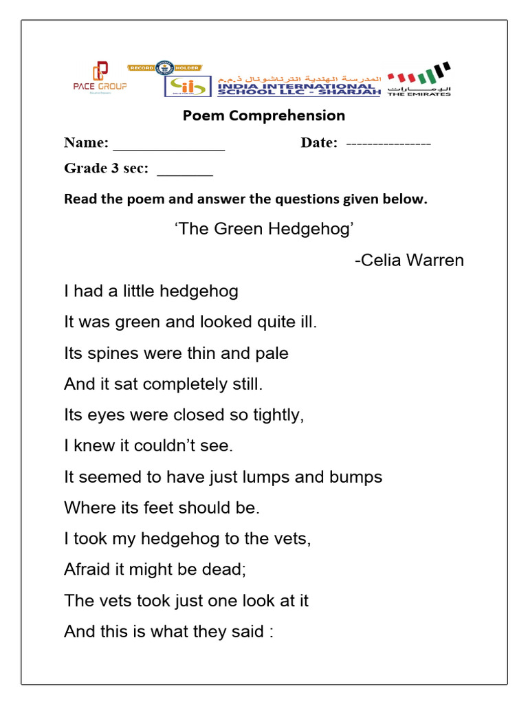 Grade 3 Poem Comprehension Exercise | PDF