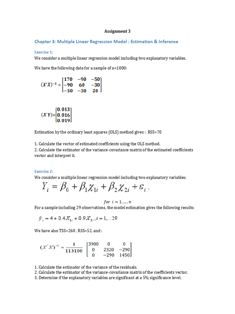 EconometricsAssignmentChapter3 (1) 3 | PDF