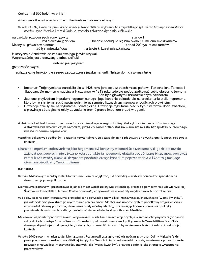 Aztekowie Tekst | PDF