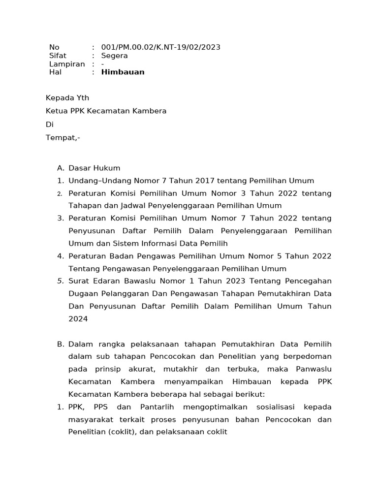 Himbauan Pemutakhiran Data Pemilih 2024 | PDF