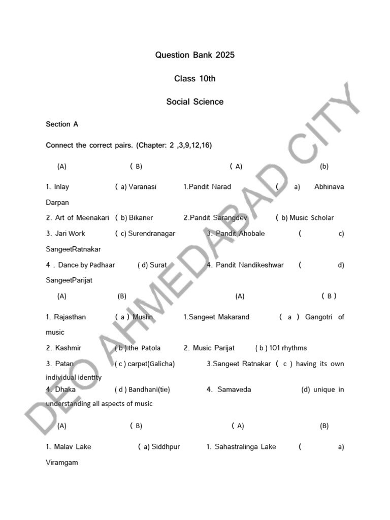 GSEB 10th Social Science Question Bank (EM) (2024-25) (DEO Ahmedabad ...